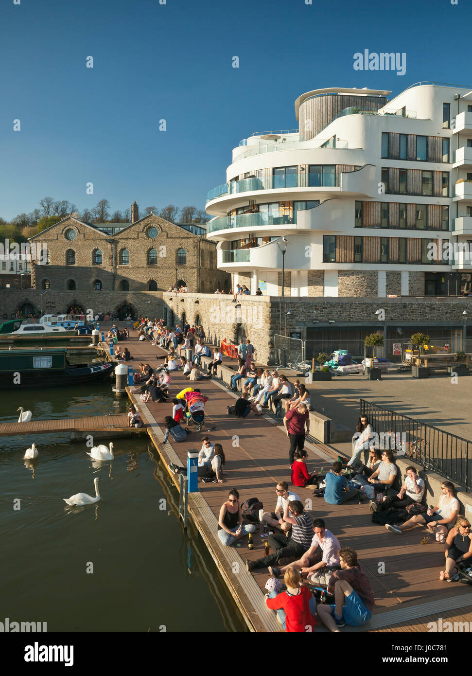 Bristol harbour inlet, and Millennium Promenade Stock Photo - Alamy