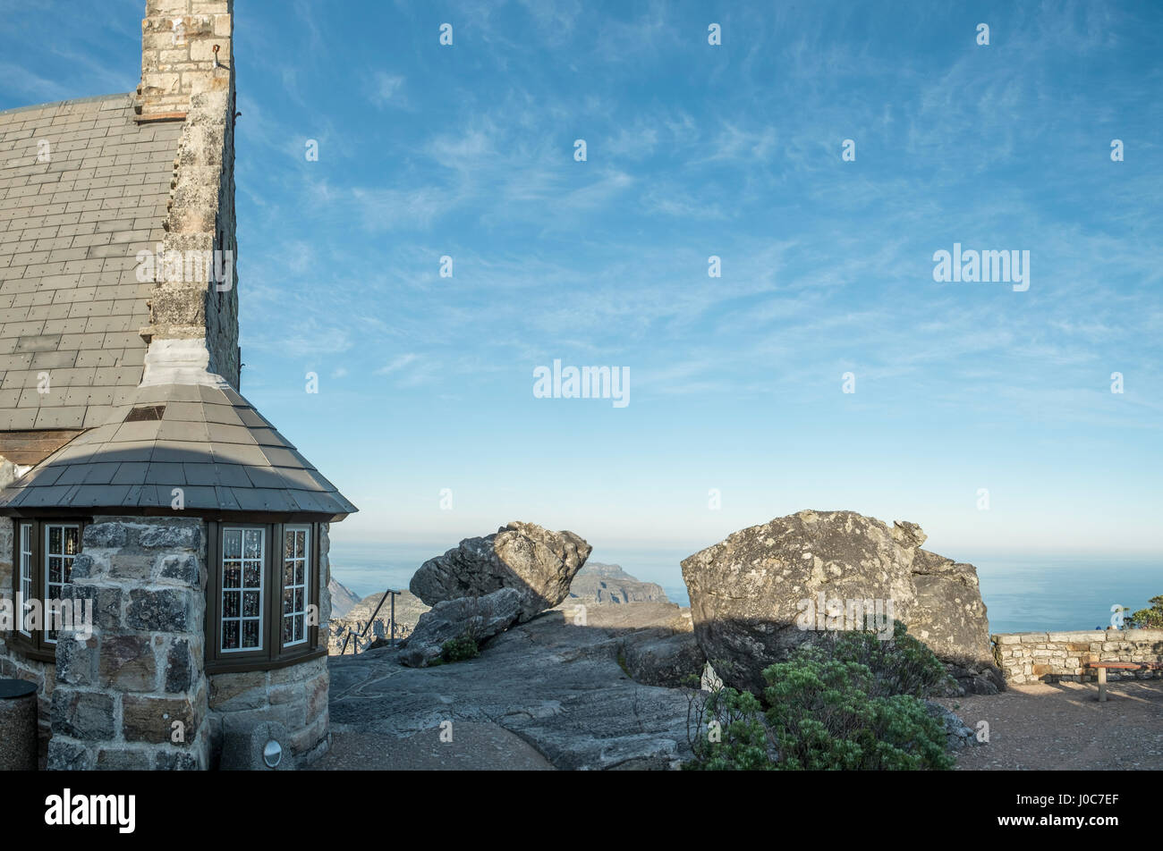 Stone house on top of table mountain Stock Photo - Alamy