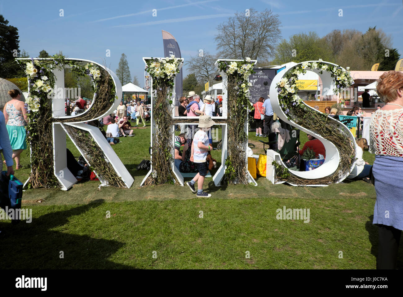 RHS letters logo at first early spring flower show in Cardiff Glamorgan ...