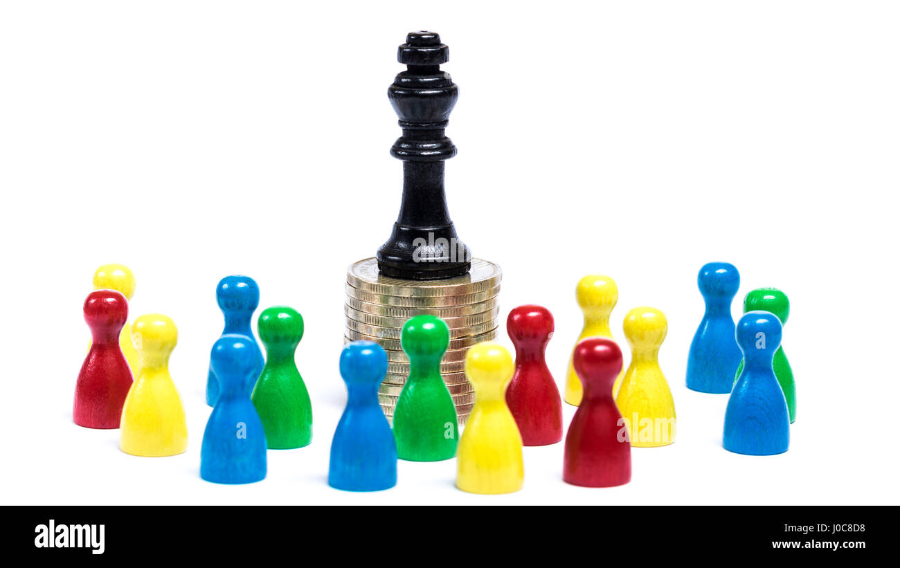Board game figures in front of white background - concept of gap ...