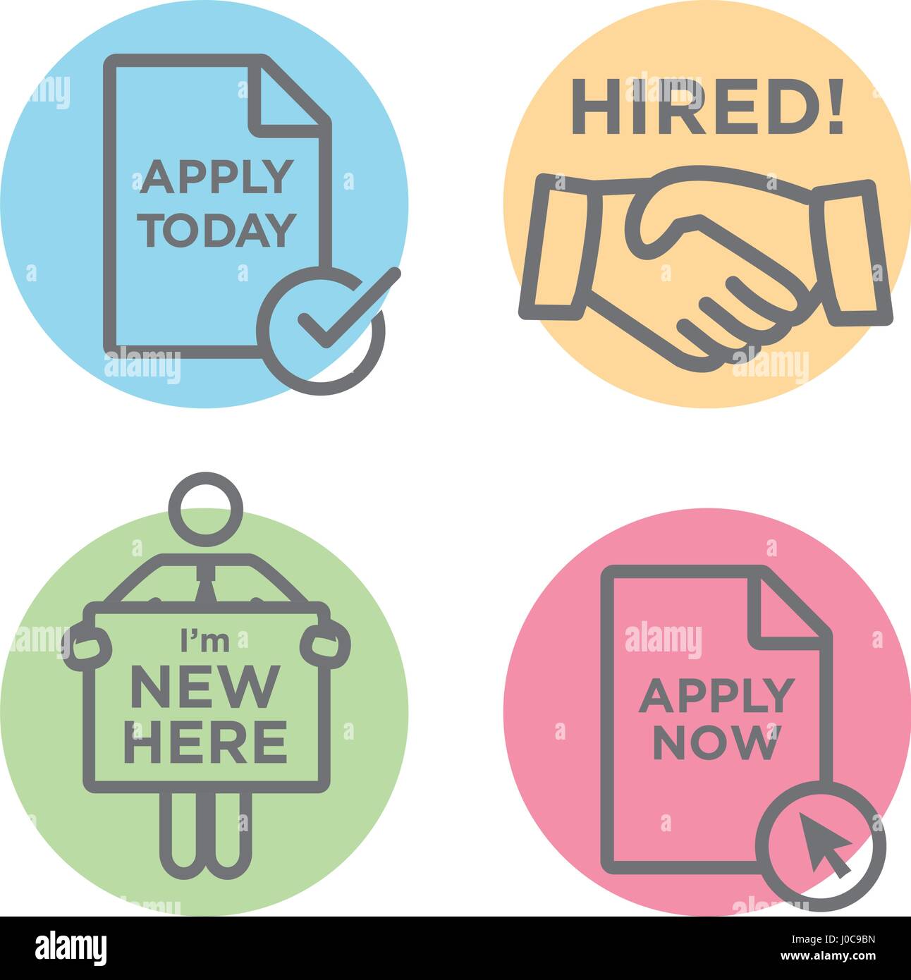 Apply and Hired Outline Icons with Person Stock Vector Image & Art - Alamy