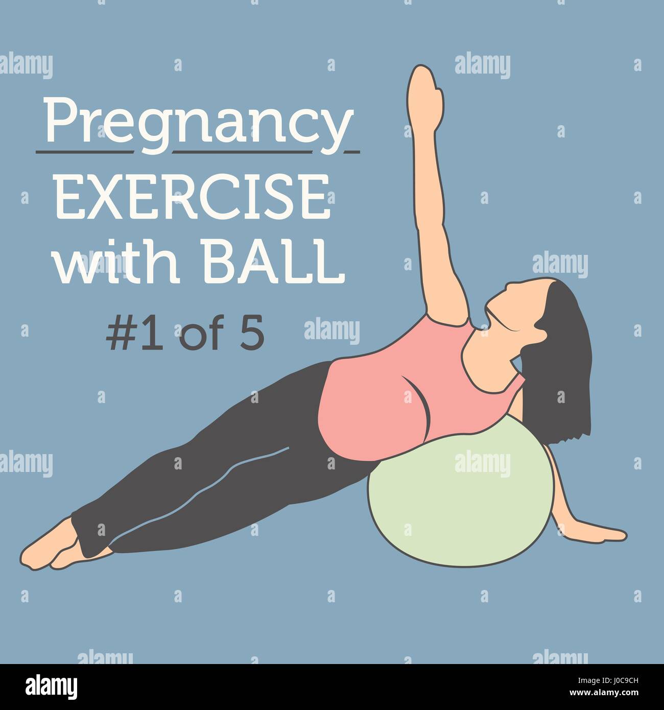 Pregnant Woman Exercising, Stretching, Bending, or Doing Yoga Icons w ...