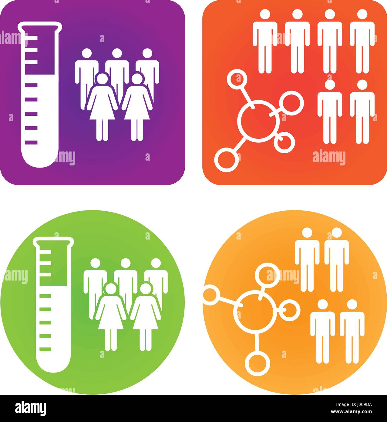 Medical Healthcare Icons w/ People Charting Disease or Scientific ...