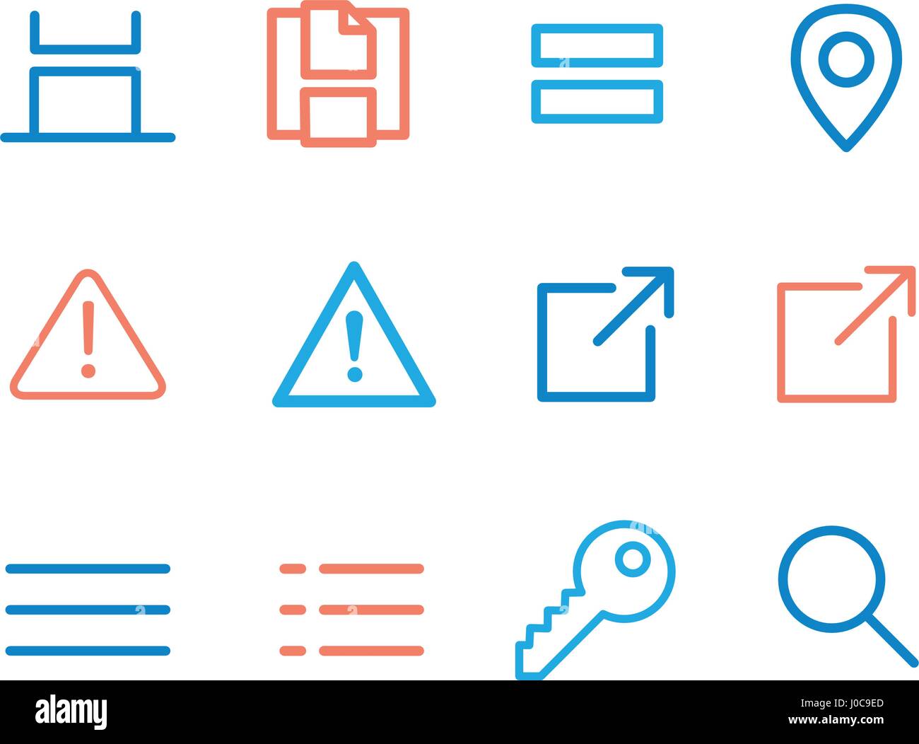 Scroll, Grid View, Error, and Location App Icons Stock Vector Image ...