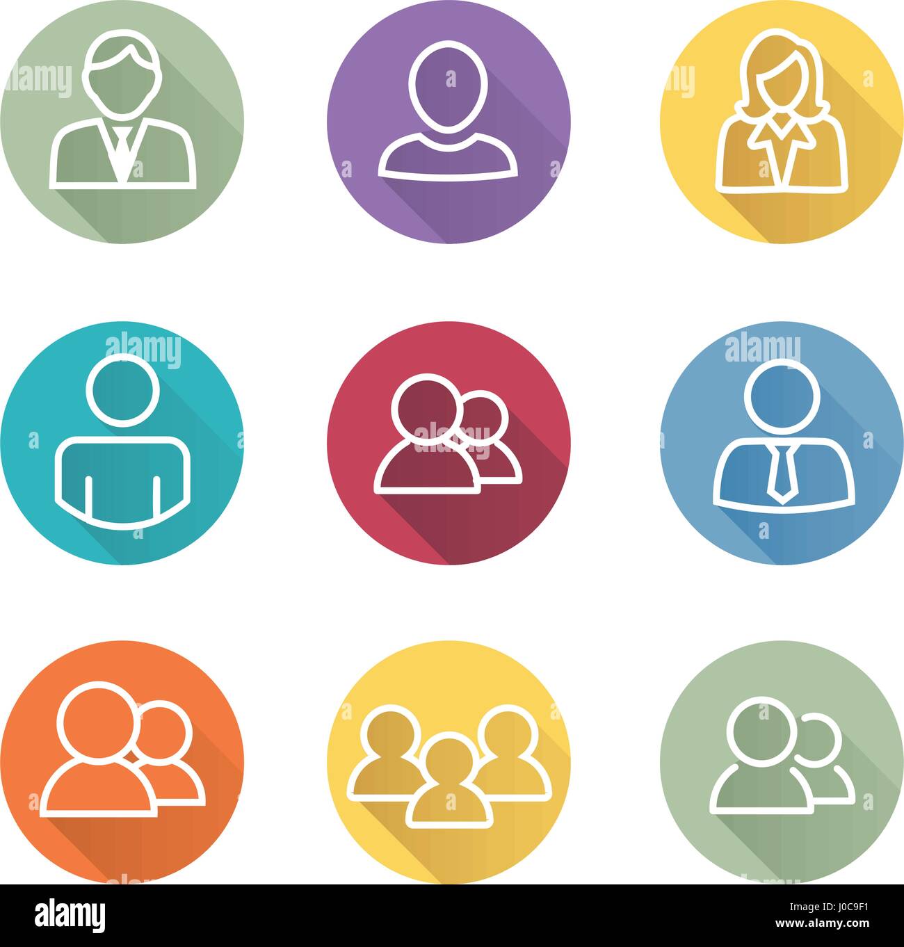 Standard User Icon Set with Men, Women, and Multiple People Stock ...