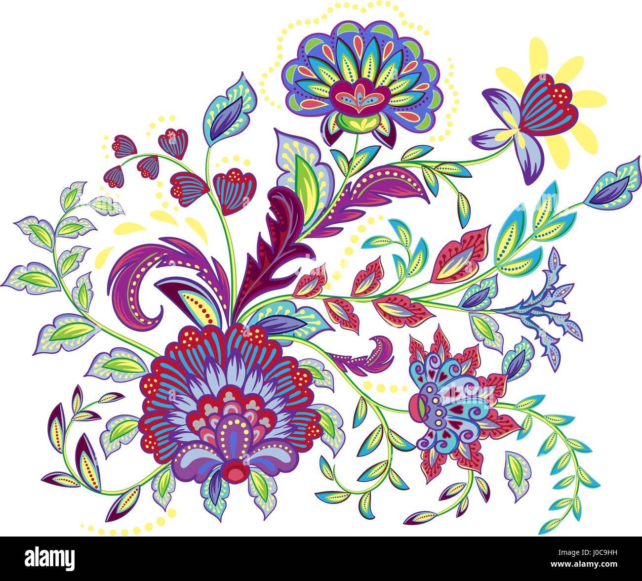 Vintage flowers embroidery patch. Vector illustration Stock Vector ...