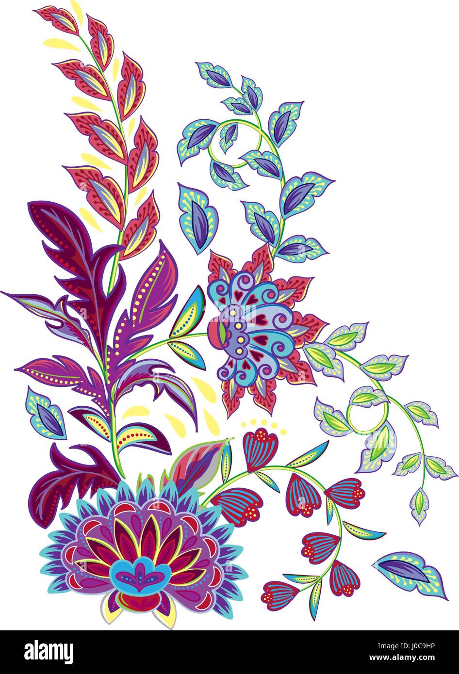 Vintage flowers embroidery patch. Vector illustration Stock Vector ...
