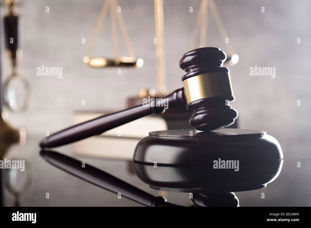 Law and justice theme. Gavel of judge and scale of justice Stock Photo ...