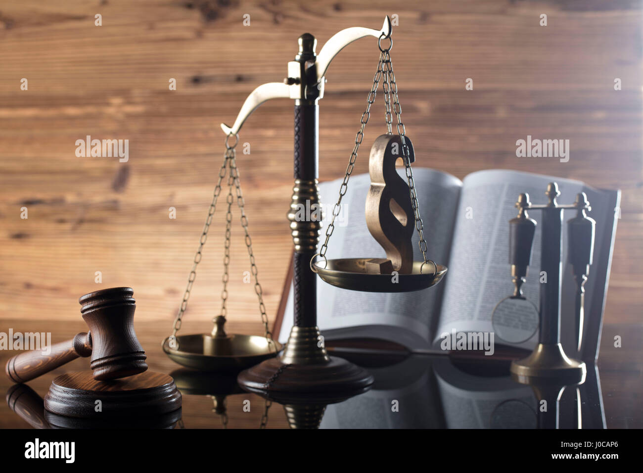 Law and justice theme. Mallet of judge and scale of justice and legal ...