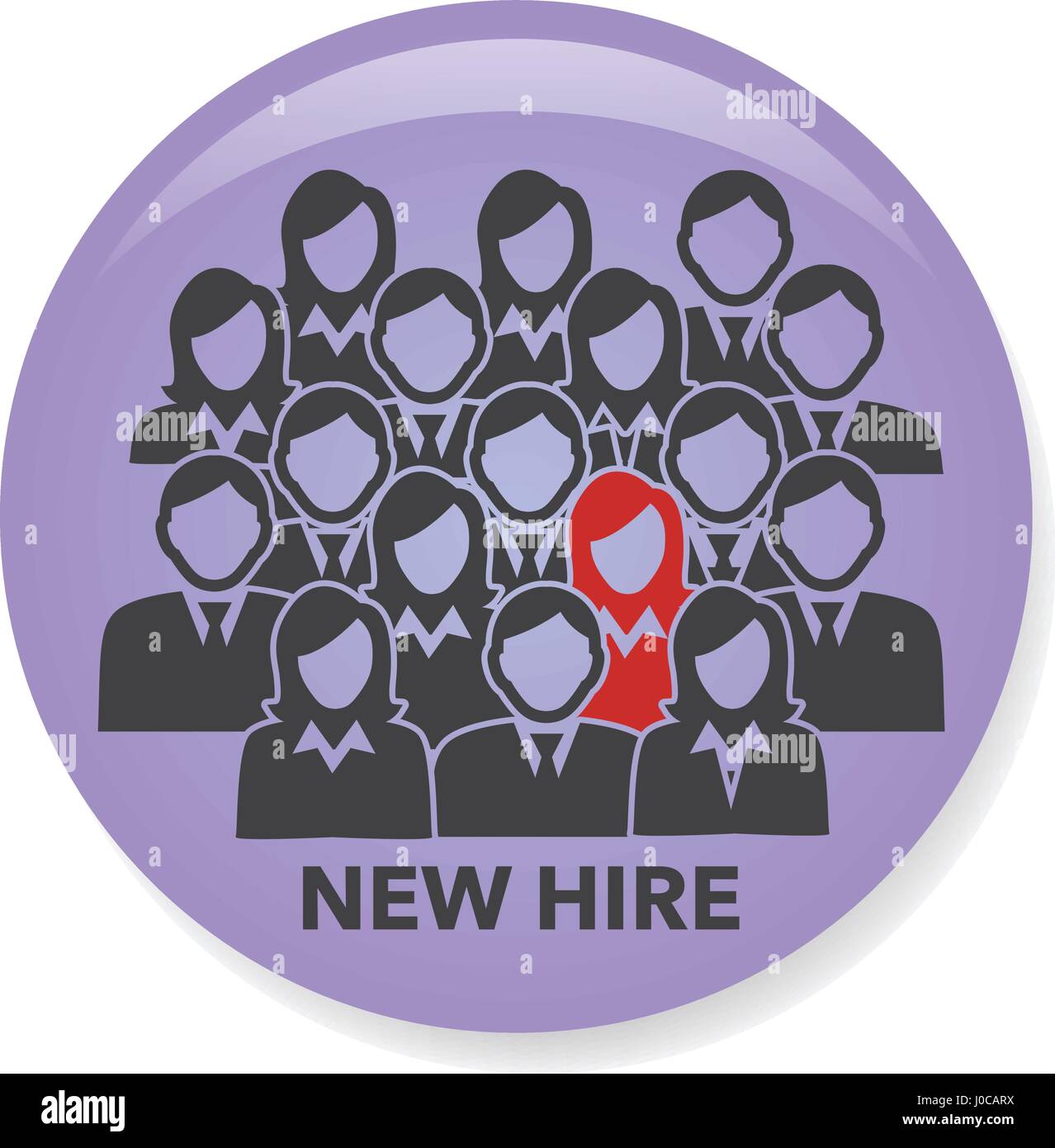 New Hire Button Portraying Different People with Men and Women in Suits ...