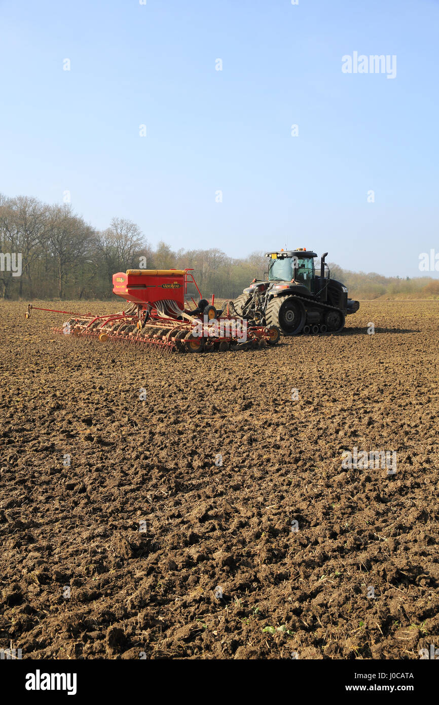 Ploughing a field in spring, preparing to plant crops, in Kent, SE ...