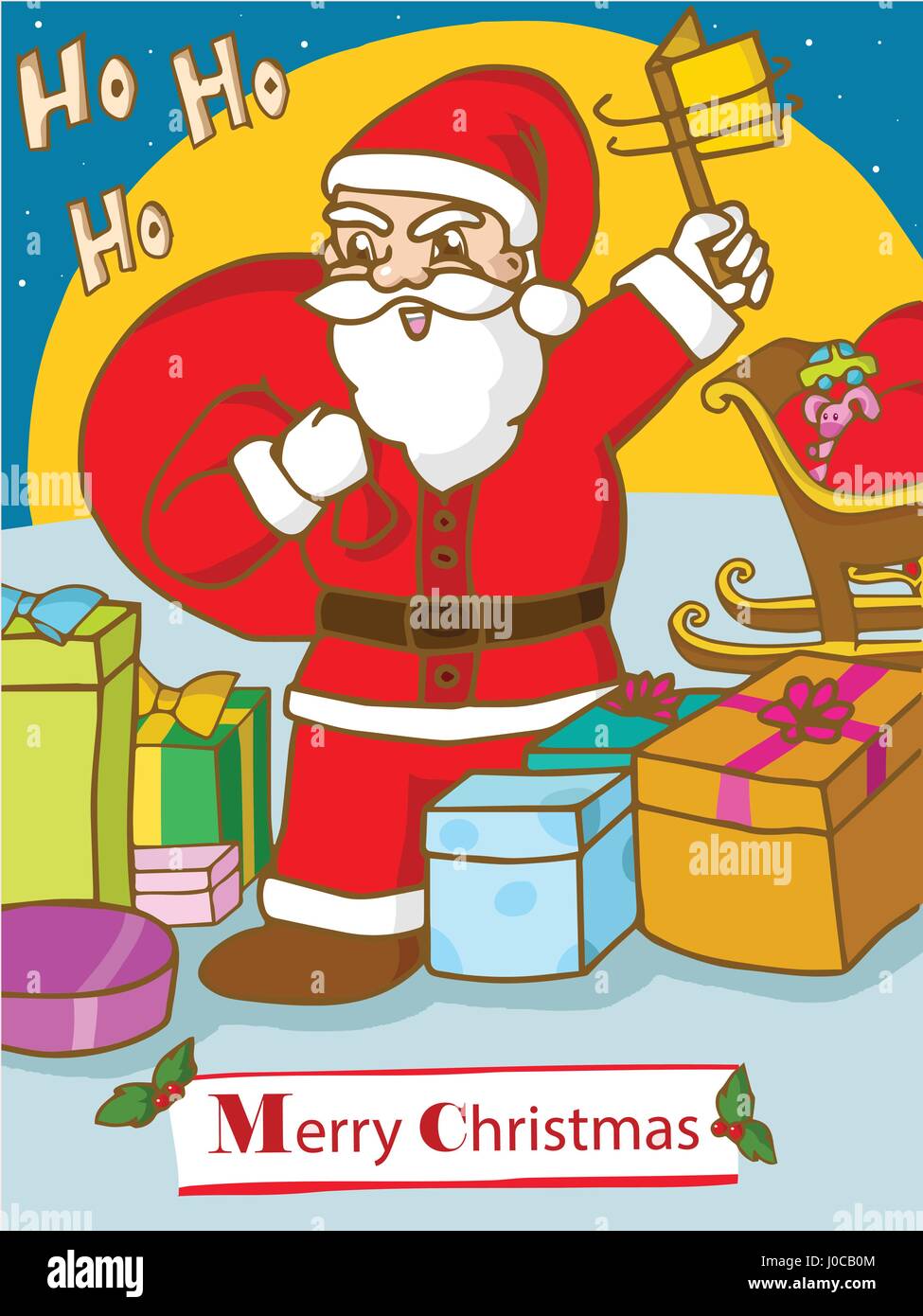 Santa sleigh merry christmas Stock Vector Images - Alamy