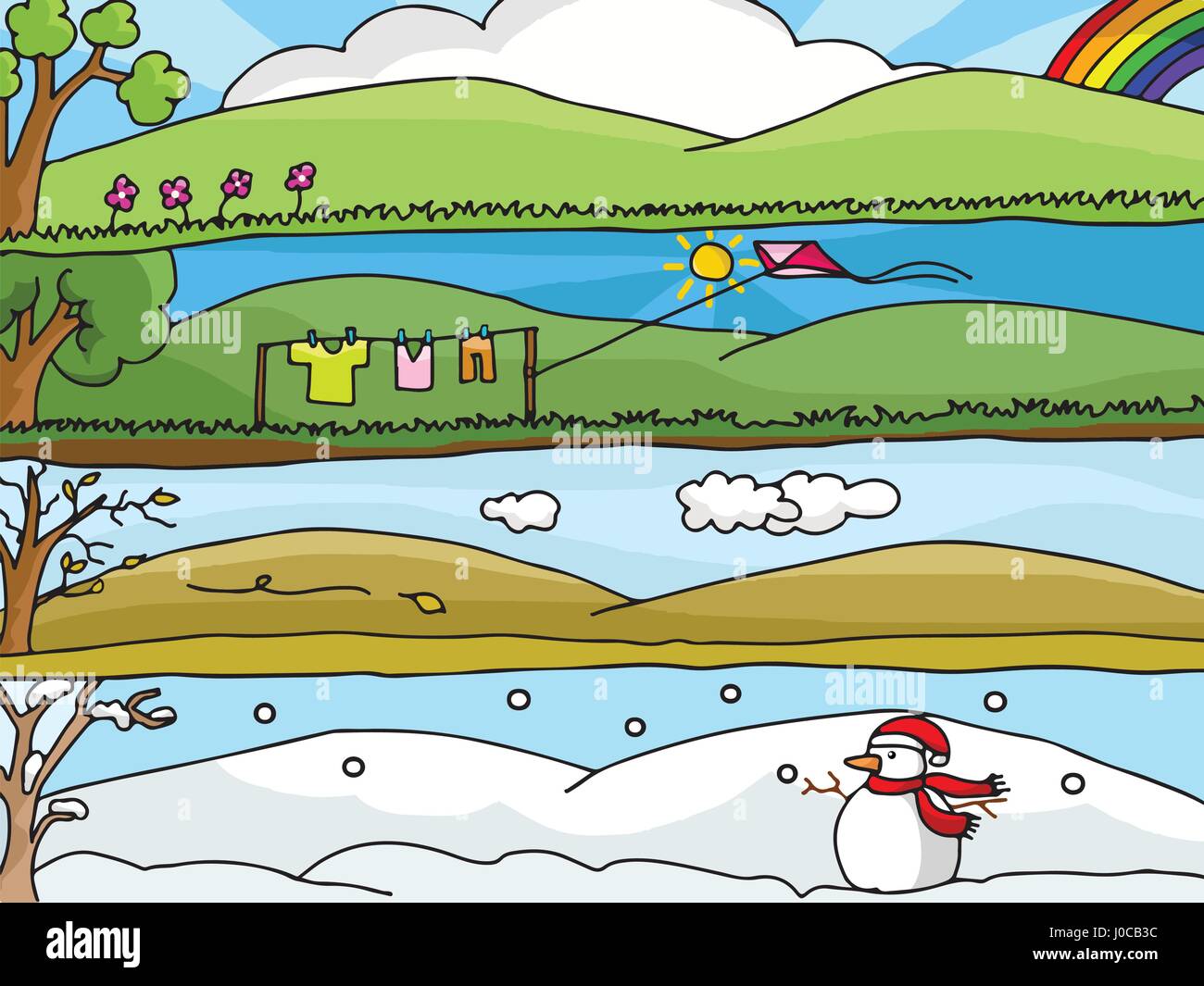 Four Seasons Landscape Vector : Each season many emotions Stock Vector ...