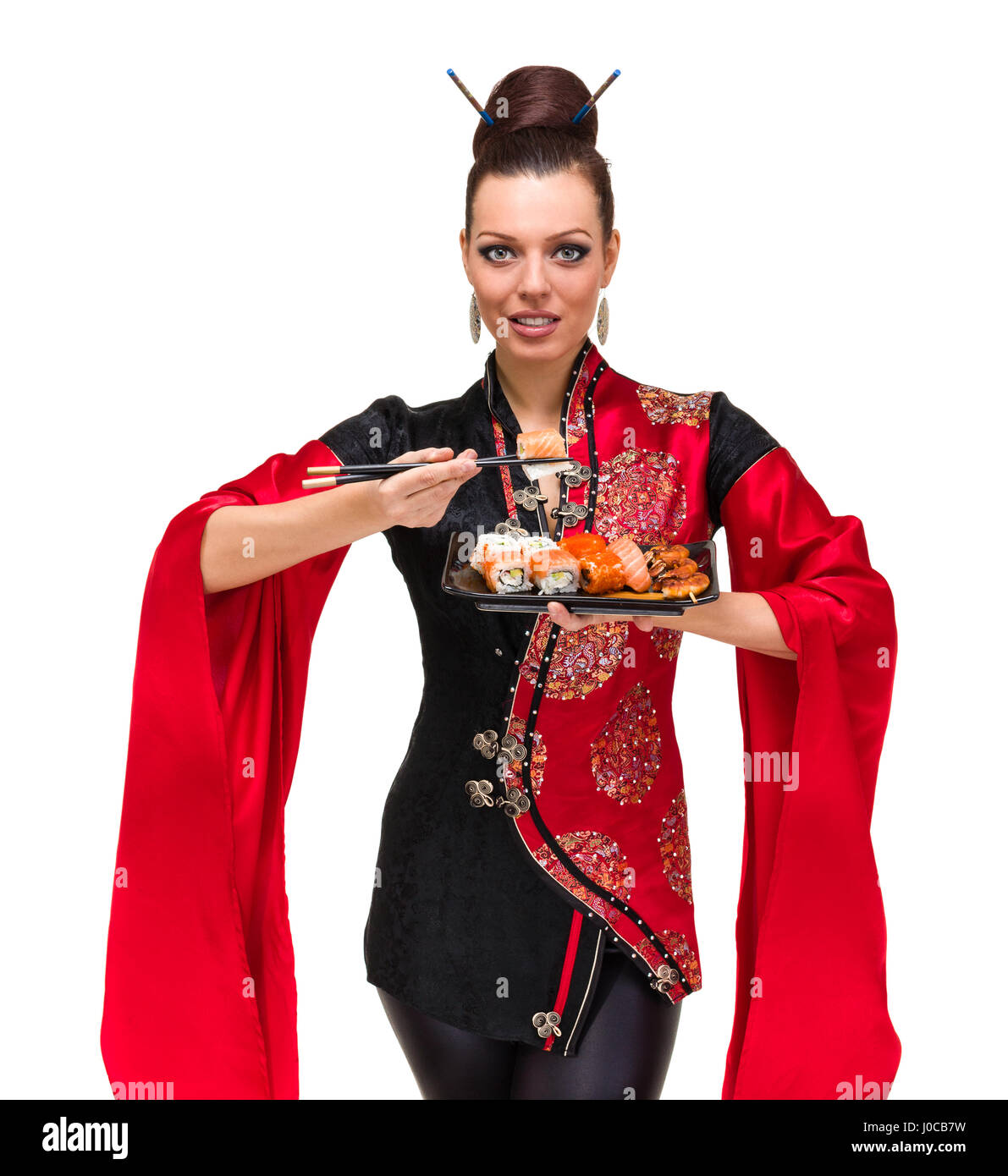 woman in traditional dress with eastern food Stock Photo - Alamy