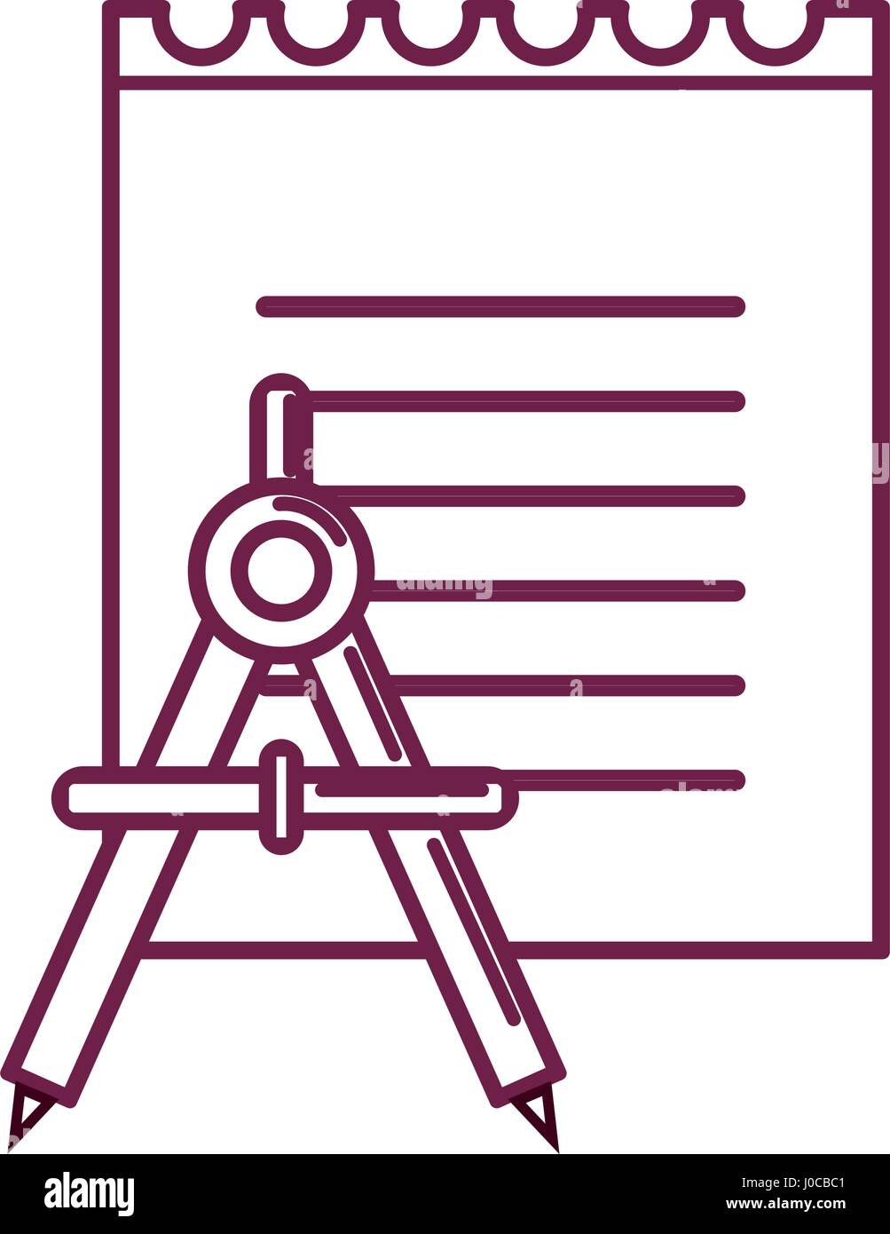 silhouette peper notebook with compass study icon Stock Vector Image ...