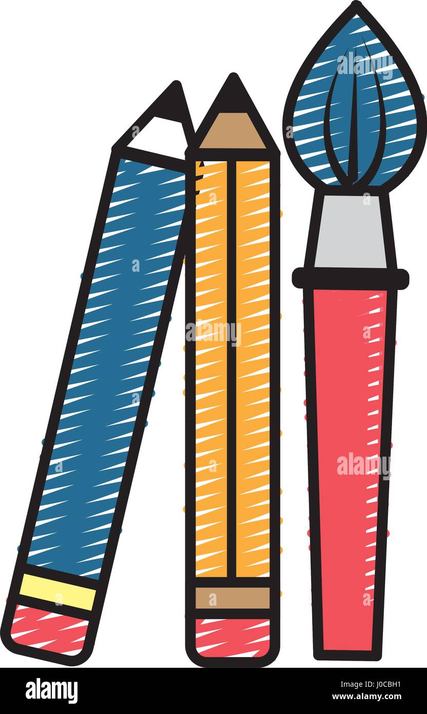 pencils and art paint brush tool Stock Vector Image & Art - Alamy
