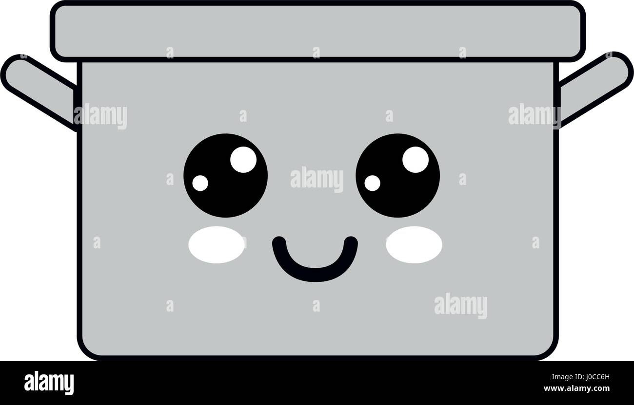 silhouette kawaii nice happy cooking pot Stock Vector Image & Art - Alamy