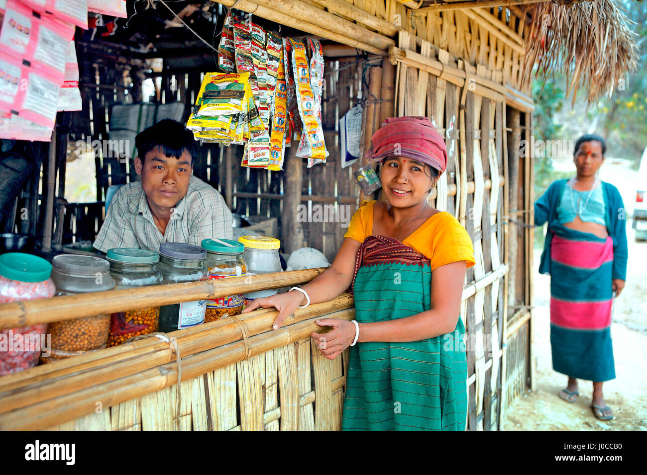 Tribal woman at local shop, ambassa, tripura, india, asia Stock Photo ...