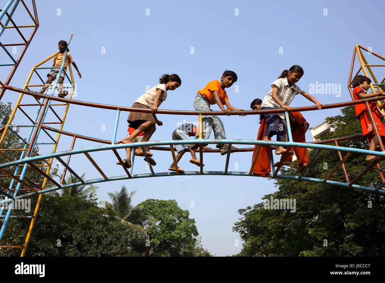Asian children playing on bridge hi-res stock photography and images ...