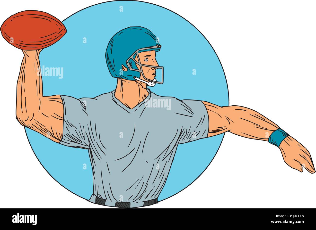 Drawing sketch style illustration of an american football gridiron ...