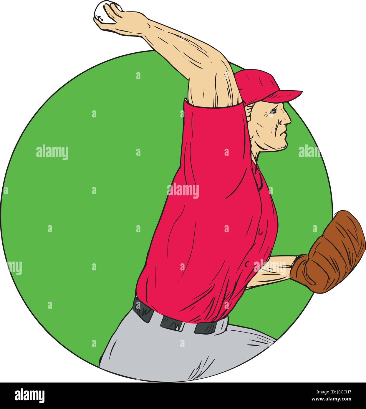 Drawing sketch style illustration of an american baseball player ...