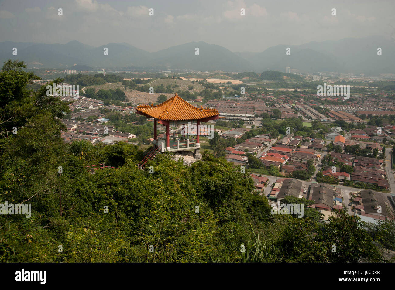 Aerial view of residential area, perali cave temple, penang, malaysia ...