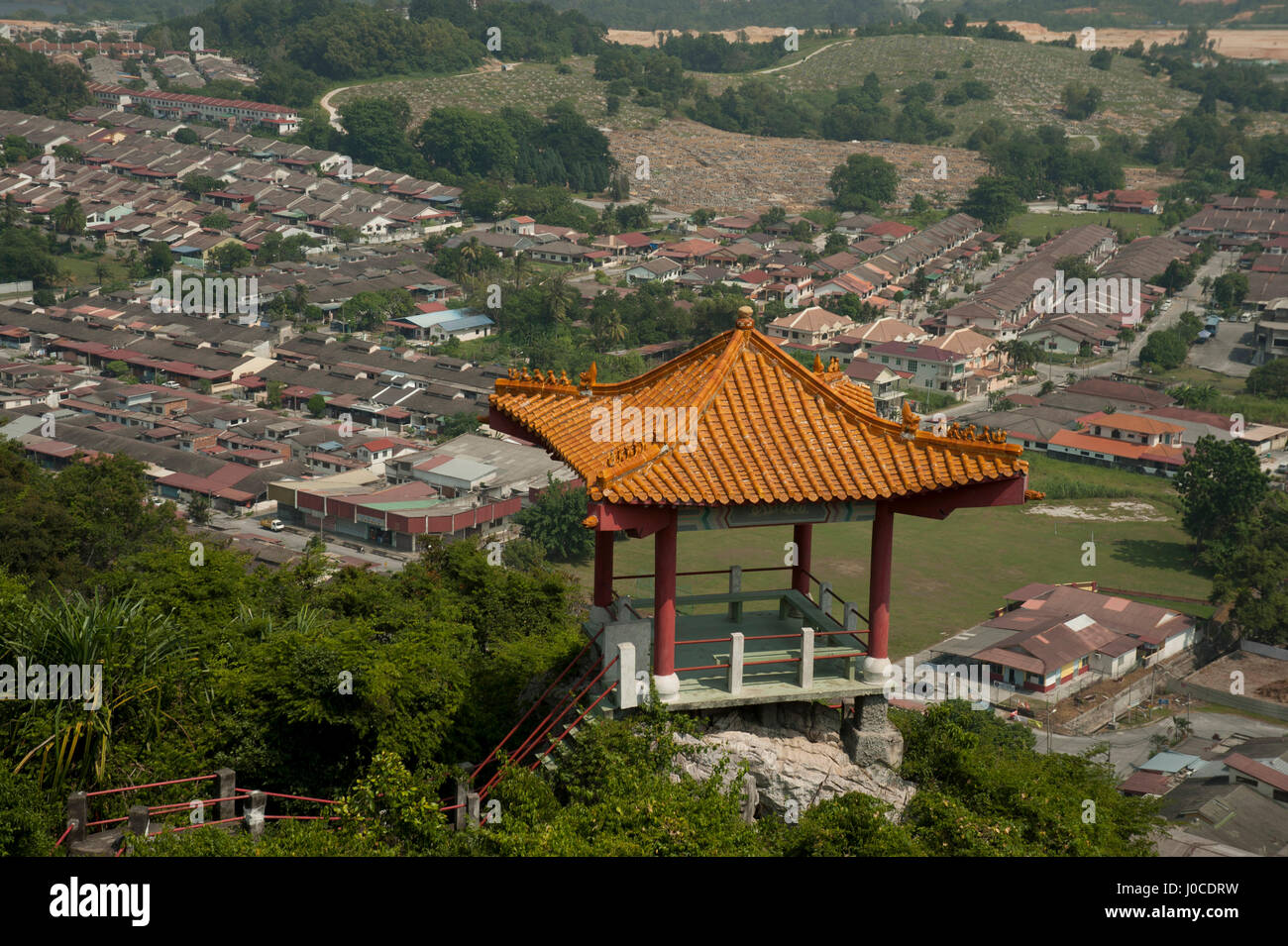 Aerial view of residential area, perali cave temple, penang, malaysia ...