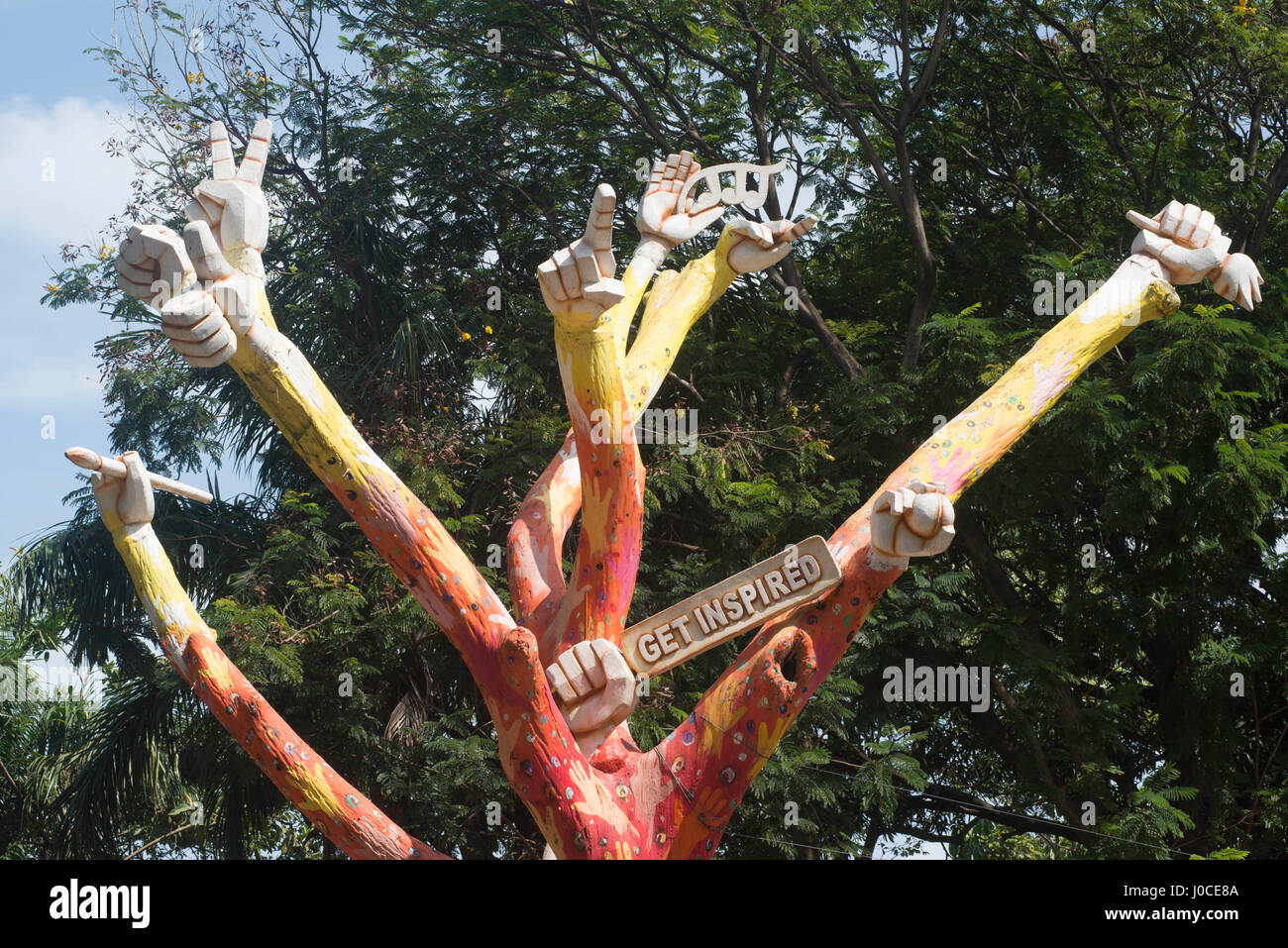 Dead tree trunks and branches painted carved carving hands Stock Photo ...