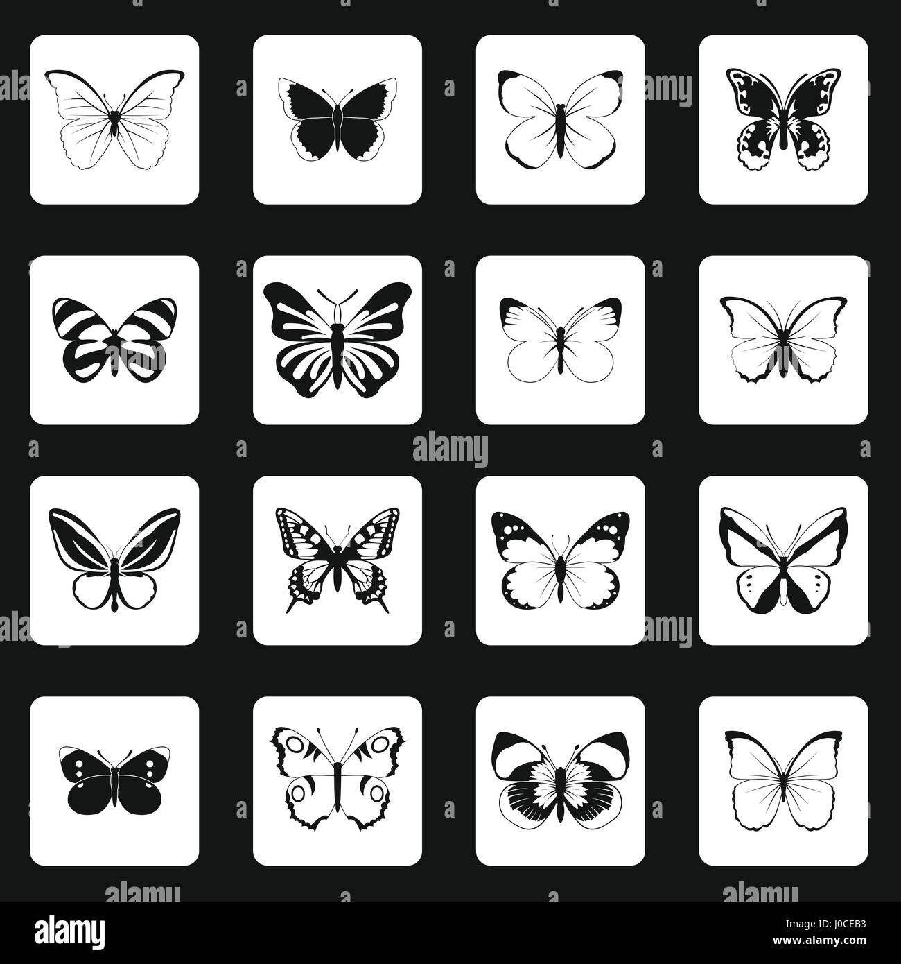 Butterfly icons set, simple style Stock Vector Image & Art - Alamy