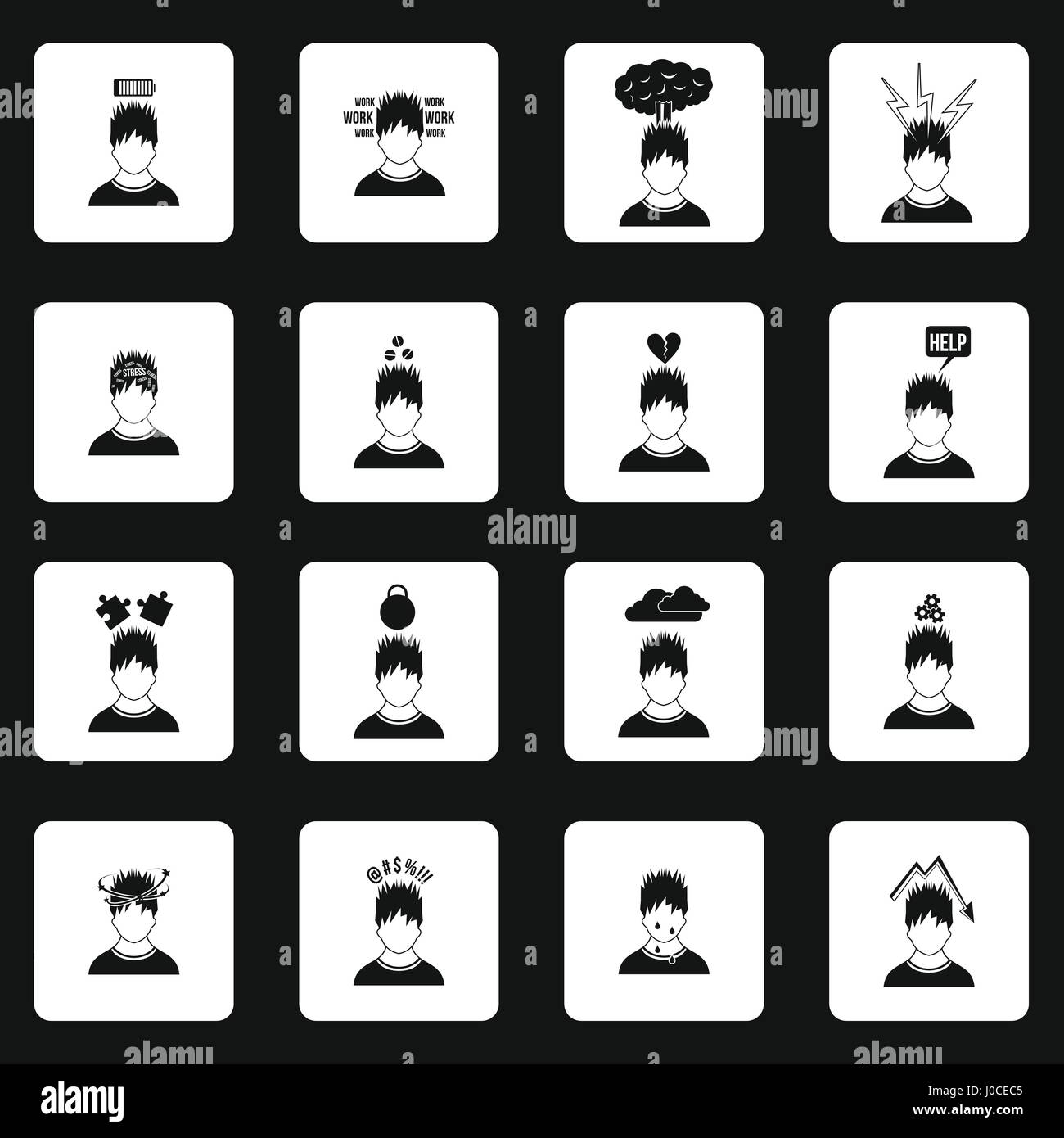 Stress icons set in simple style Stock Vector Image & Art - Alamy