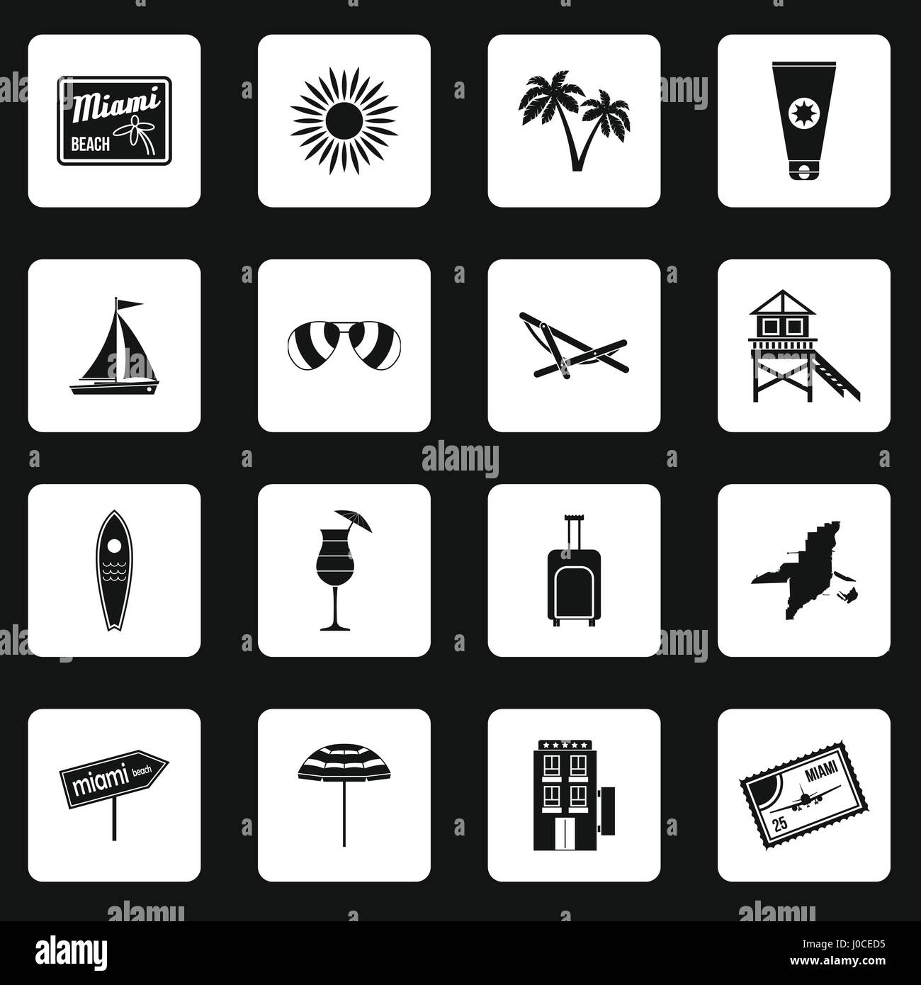 Miami icons set, simple style Stock Vector Image & Art - Alamy