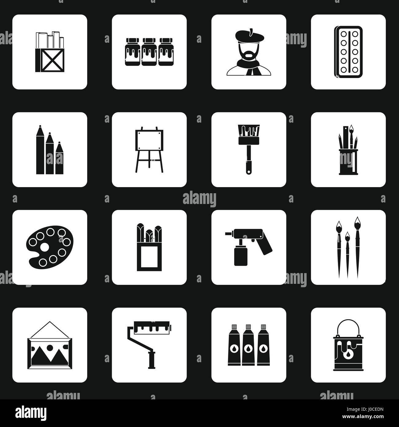 Artist studio icons set, simple style Stock Vector Image & Art - Alamy