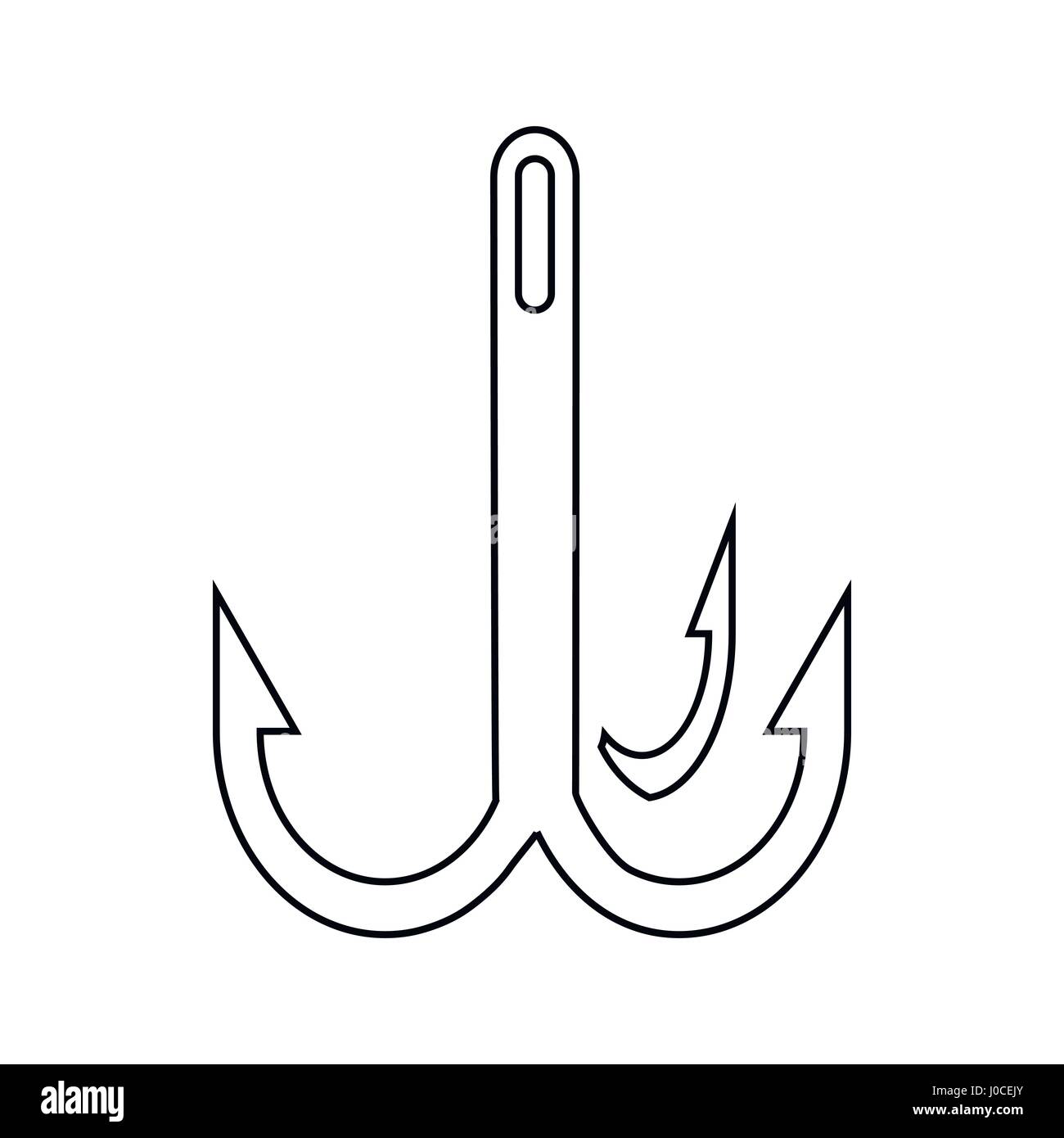 Triple fish hook icon, outline style Stock Vector Image & Art - Alamy
