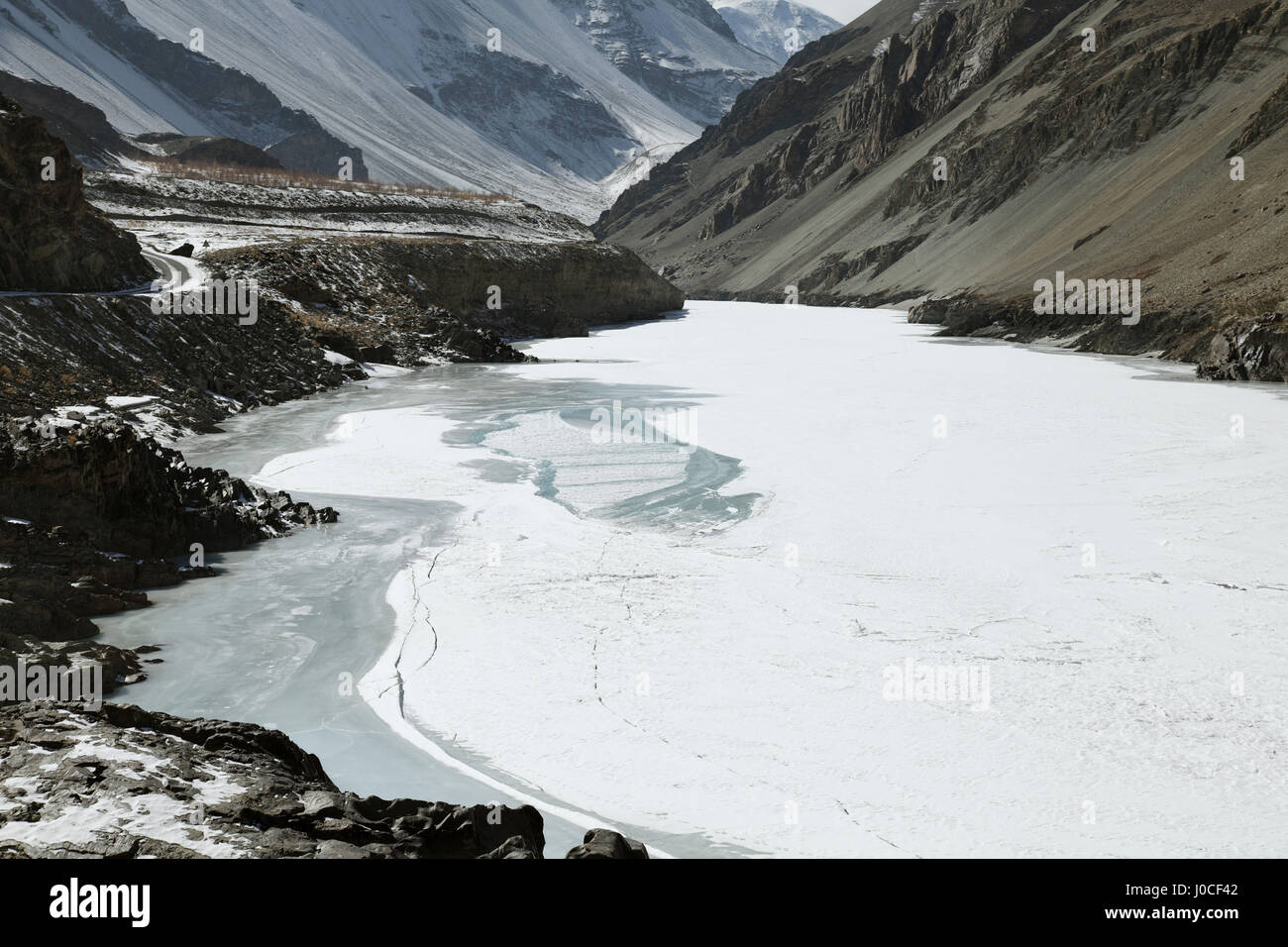Frozen river, chadar trek, ladakh, jammu and kashmir, india, asia Stock ...