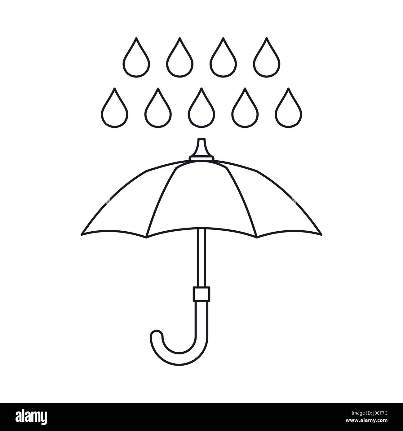 Umbrella and rain icon, outline style Stock Vector Image & Art - Alamy