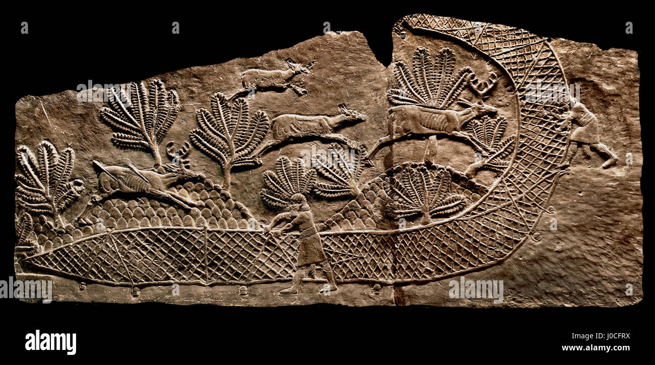 Deer Hunt from the North Palace of Nineveh 645-635 BC Mesopotamia Iraq ...