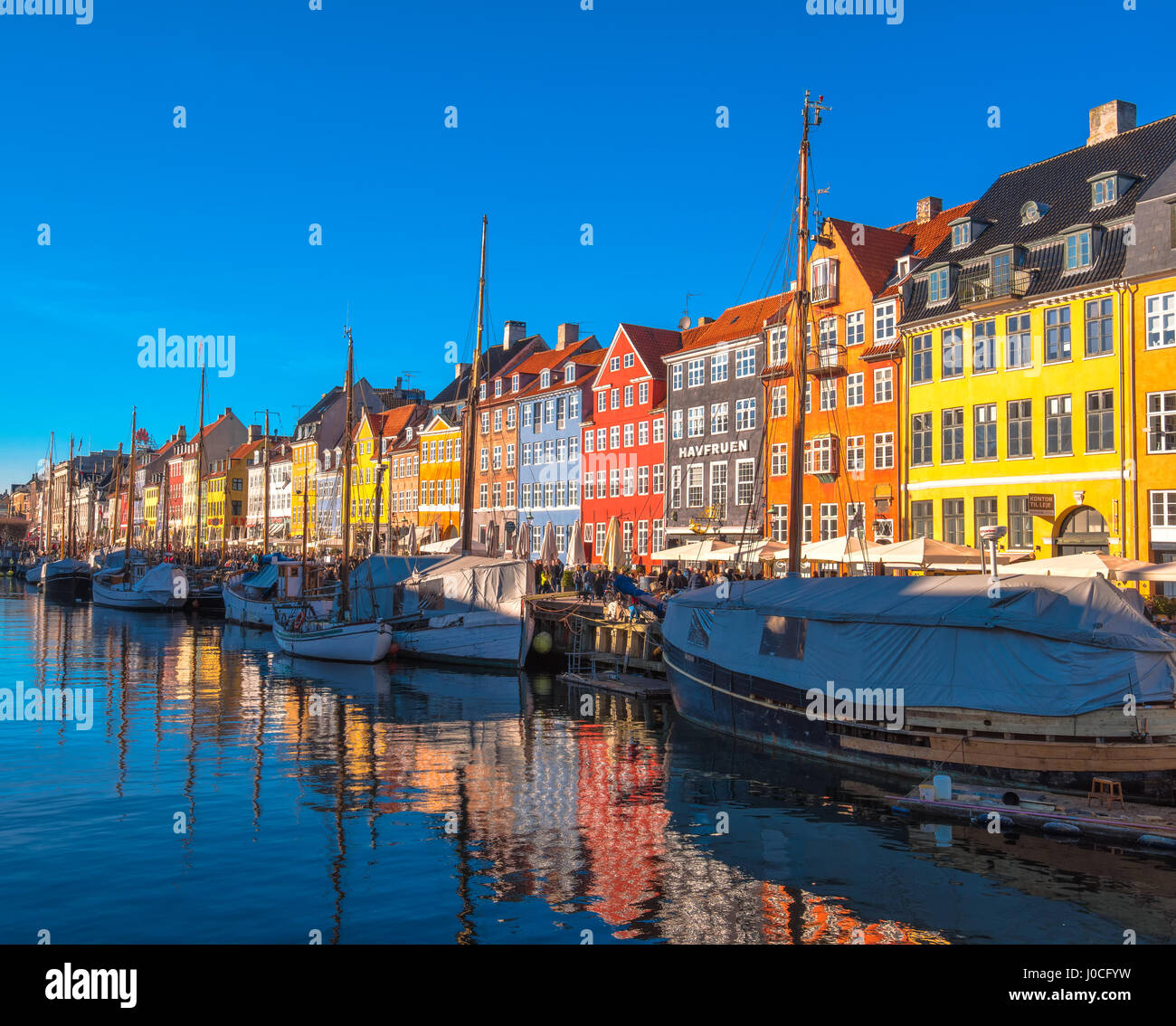 COPENHAGEN, DENMARK - MARCH 11, 2017: Copenhagen Nyhavn district ...