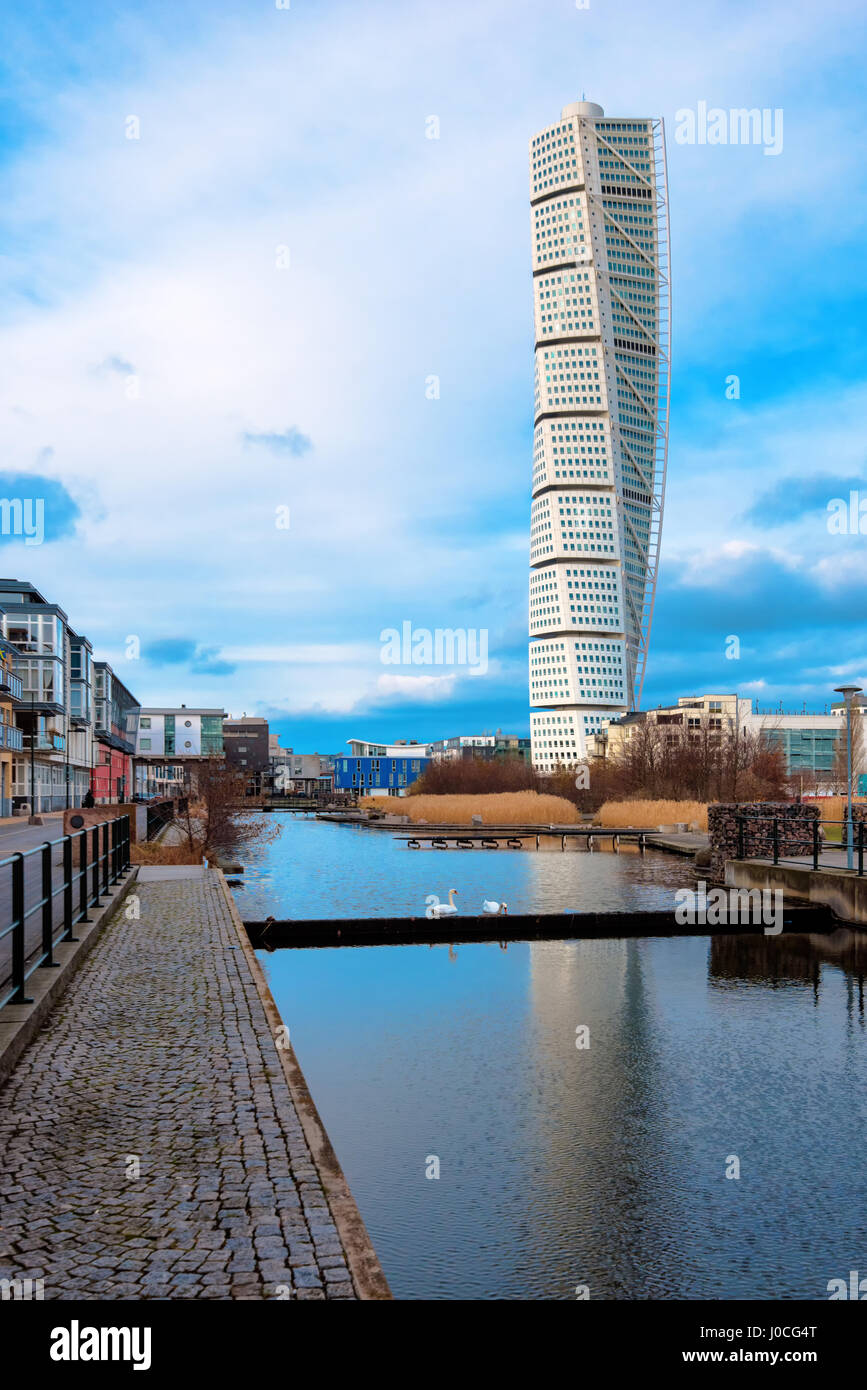 MALMO, SWEDEN - MARCH 07, 2017: Malmo West harbour district with ...
