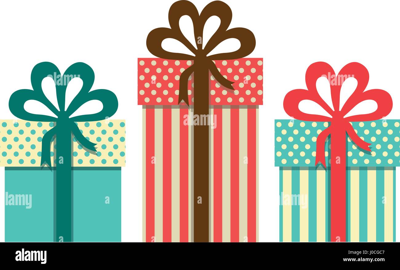 colorful set of gift boxes with decorative ribbon Stock Vector Image ...