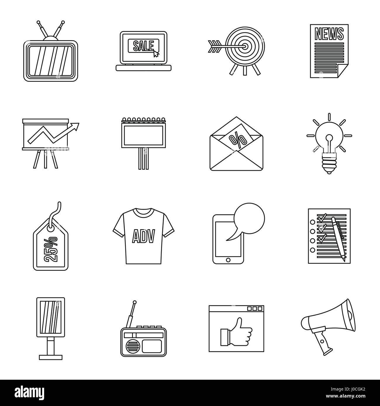 Advertisement icons set, outline style Stock Vector Image & Art - Alamy