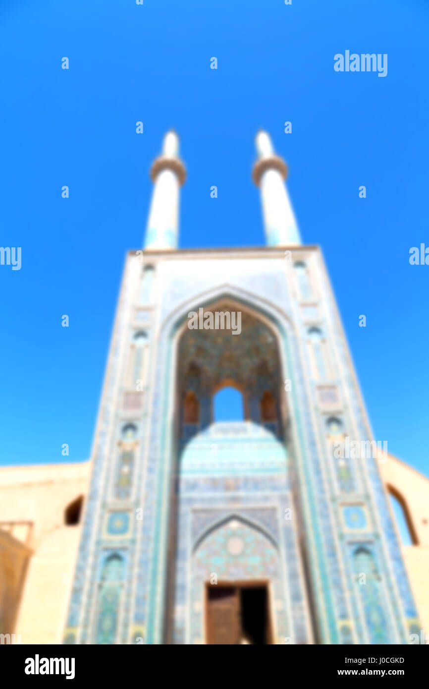 in iran blur islamic mausoleum old architecture mosque minaret near the sky Stock Photo - Alamy