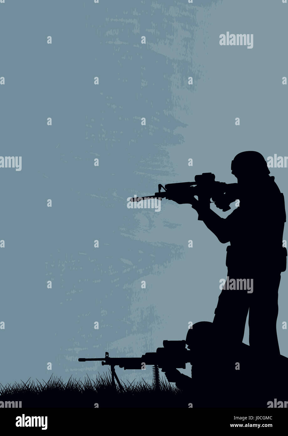 Illustration, soldiers in readiness to open fire Stock Photo - Alamy