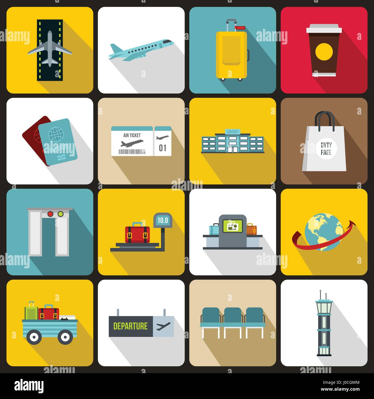 Airport icons set ,flat style Stock Vector Image & Art - Alamy