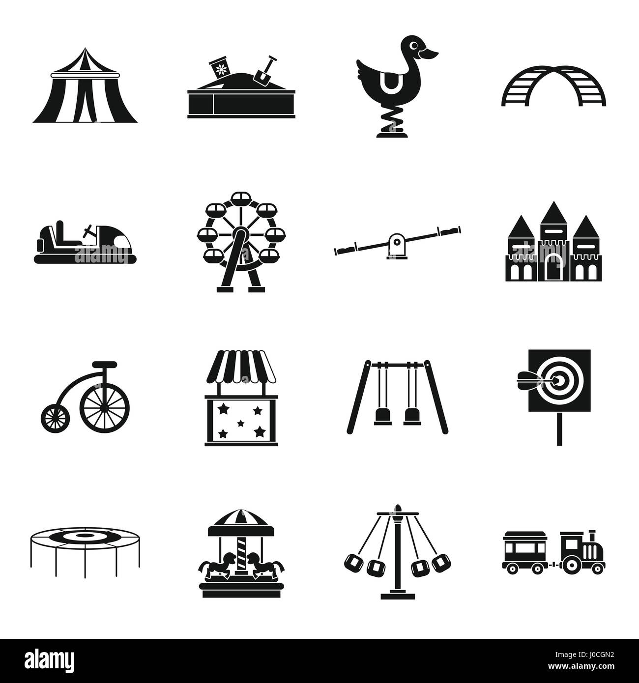 Amusement park icons set, simple style Stock Vector Image & Art - Alamy