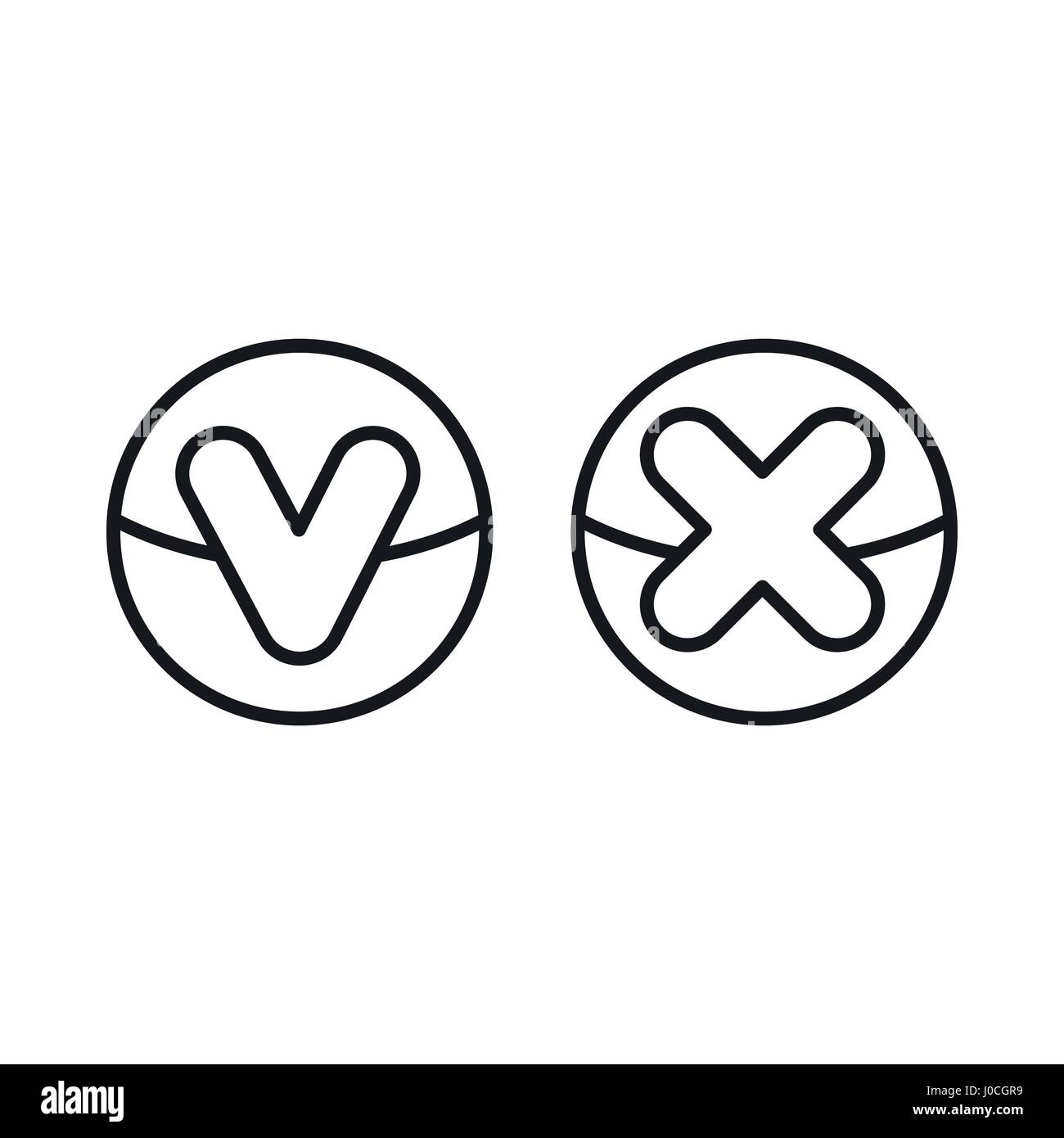 Yes No check marks icon, outline style Stock Vector Image & Art - Alamy