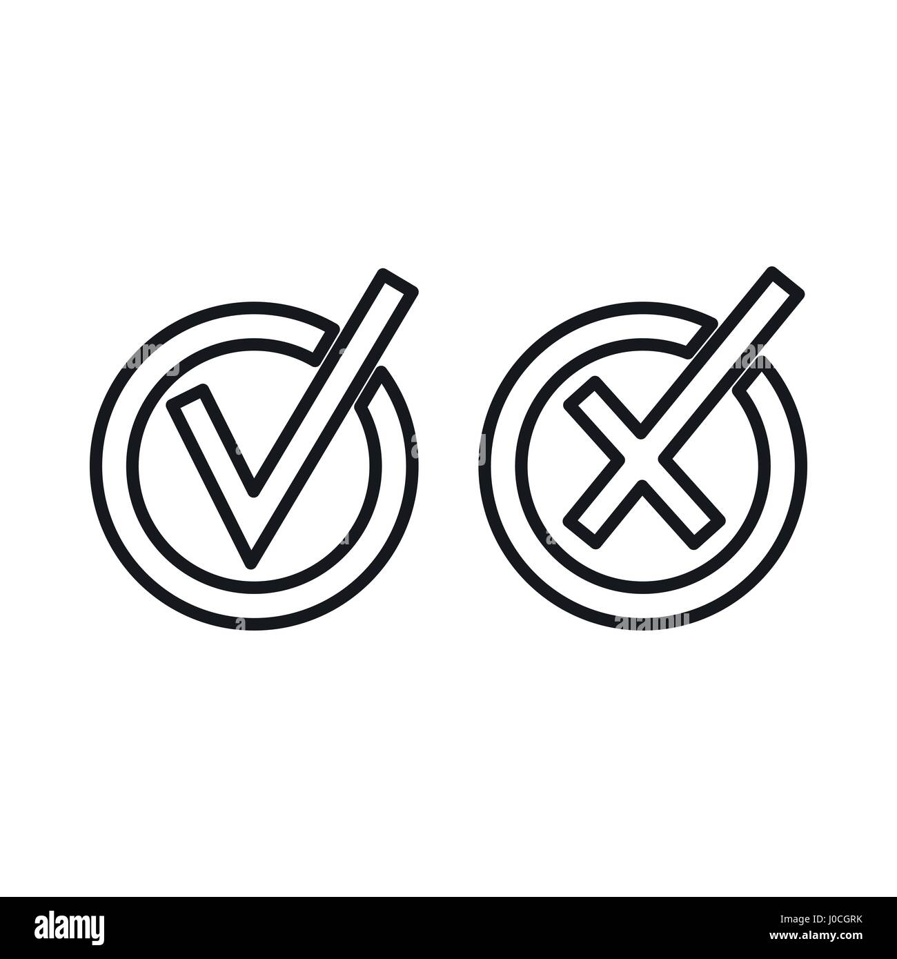 Tick and cross circle shape icon, outline style Stock Vector Image ...