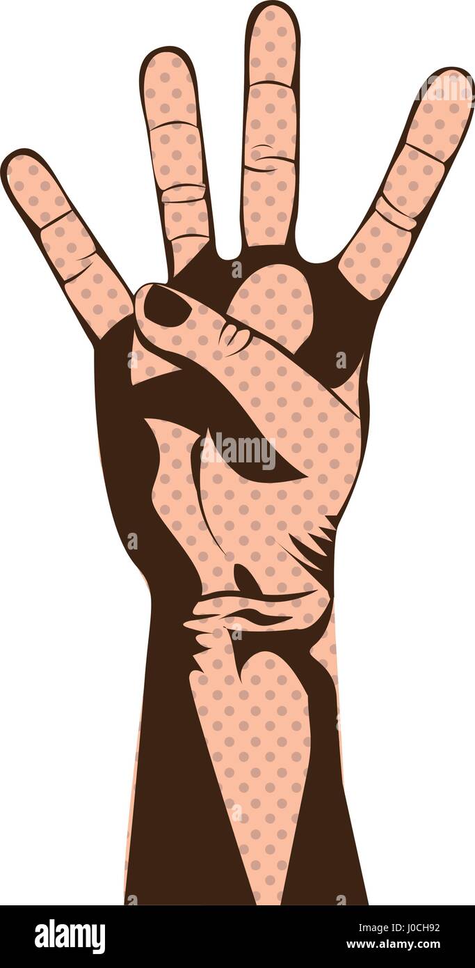 silhouette skin color hand with four fingers symbol Stock Vector Image ...