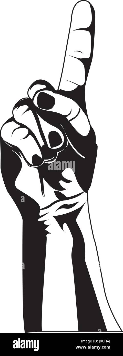 monochrome contour of hand with one finger symbol Stock Vector Image ...