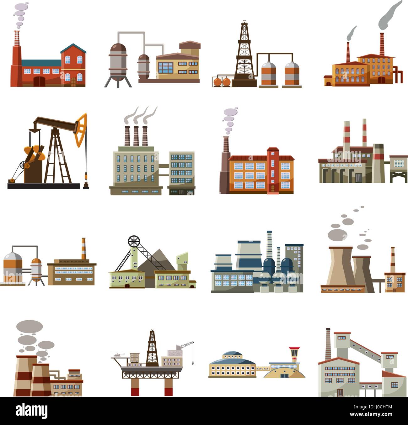 Production plant icons set cartoon hi-res stock photography and images ...