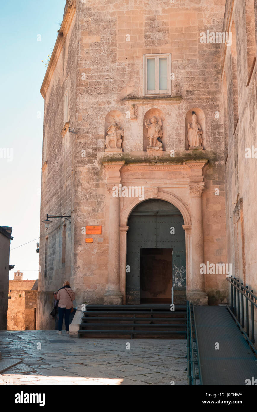 Church entrance of Matera city Stock Photo - Alamy